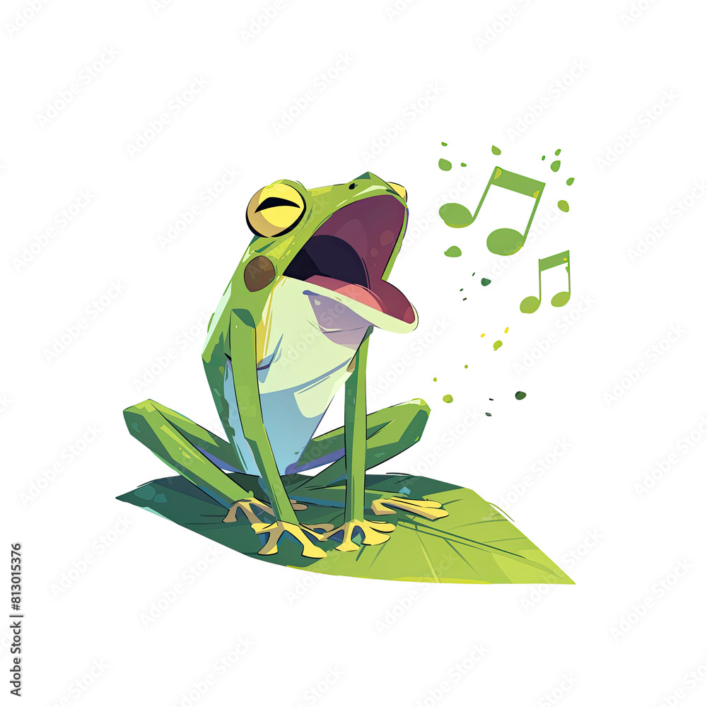 Cartoon Frog Seated On A Leaf Its Throat, Cartoon Illustration Stock ...