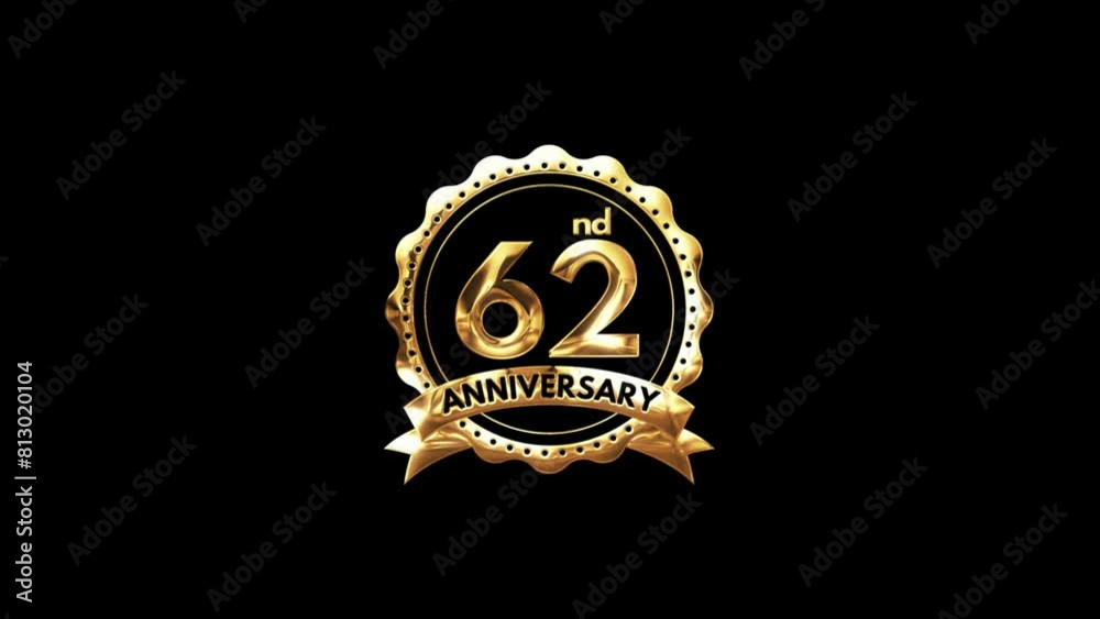 62nd Anniversary luxury Gold Animation. Greeting for the 62nd ...