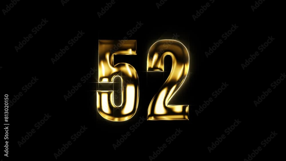 Luxurious Gold Animation of Number 52. Elevate Your Visuals with ...