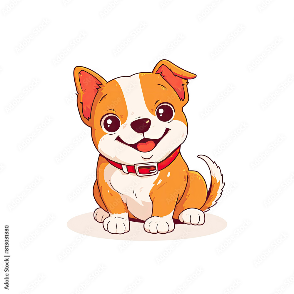 Cute Little Dog Cartoon Its Tail Wagging, Cartoon Illustration Stock ...