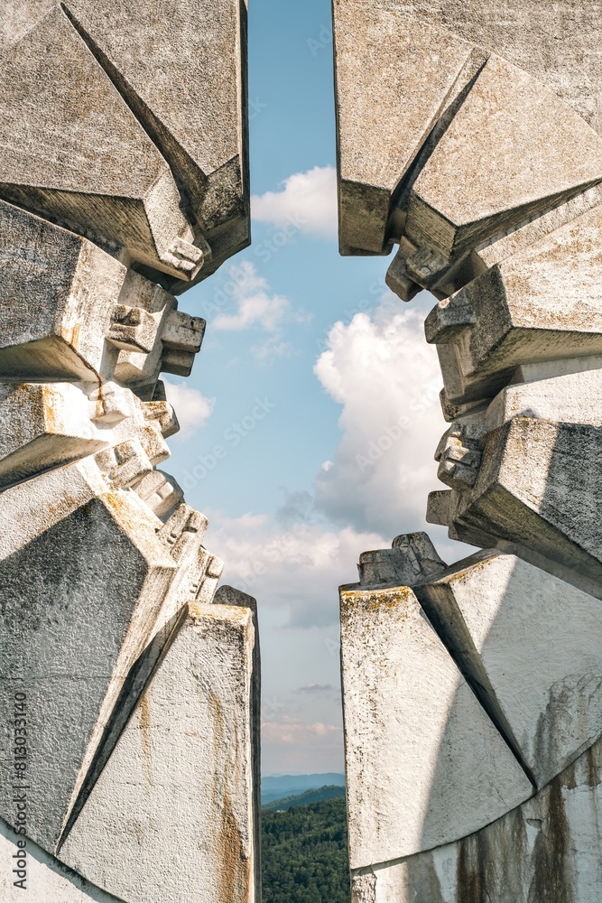 Concrete and stone monument made in brutalism style for Second World ...