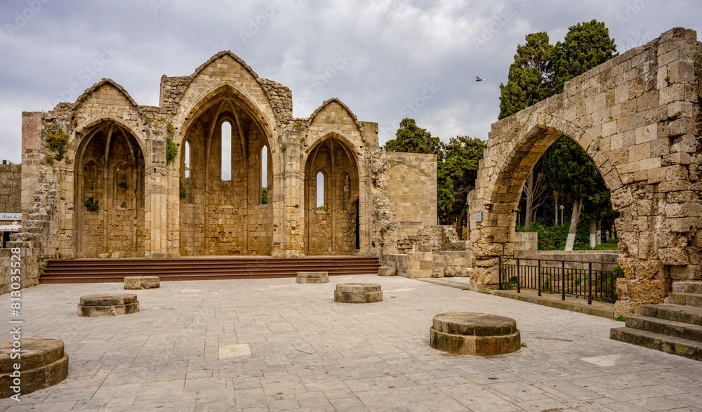 Rhodes Island, Greece, a symbol of Rhodes, of the famous Knights Grand ...