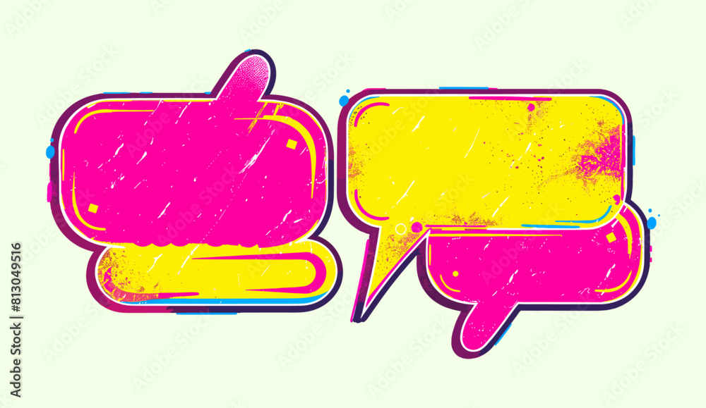 Vector isolated illustration with Risograph style dialogue box ...