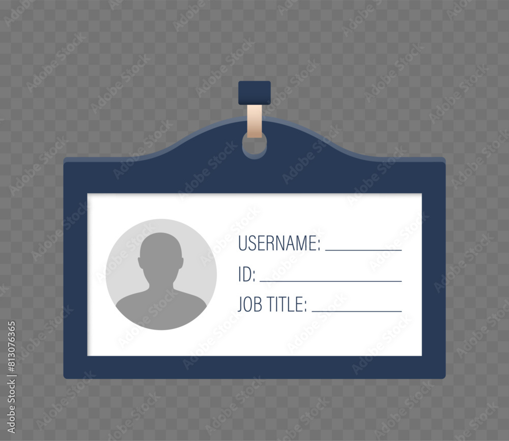 Blue Office Id Badge With A Silhouette Placeholder For A Profile Photo ...
