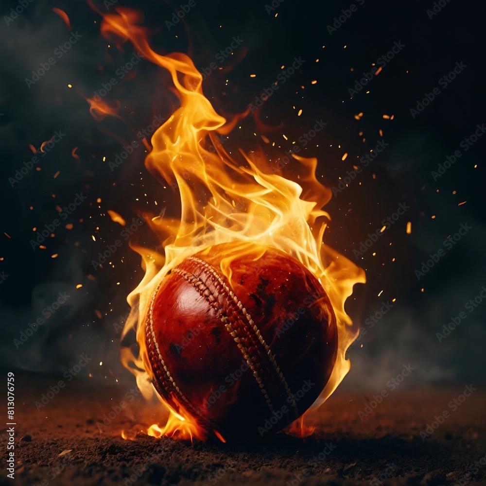 Cricket ball on fire Cricket World Cup A fiery cricket ball in motion ...