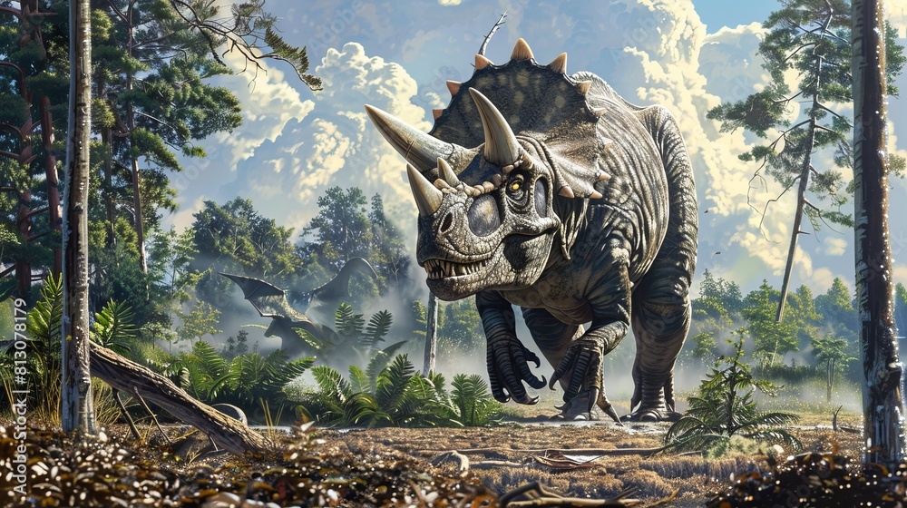 : The presence of large, apex predators like Tyrannosaurus rex and ...