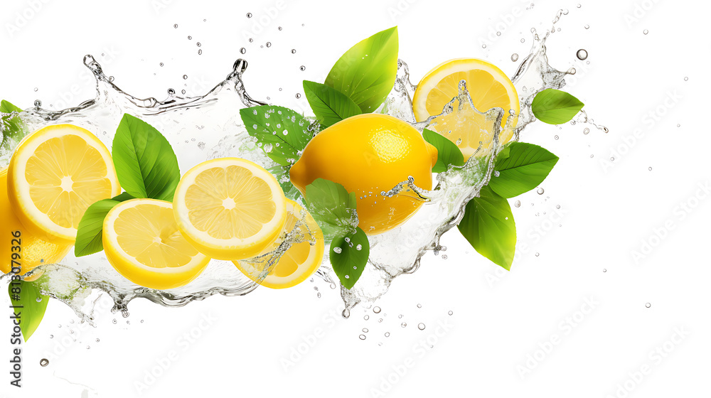 Lemon water splash isolated on a white transparent background, png ...
