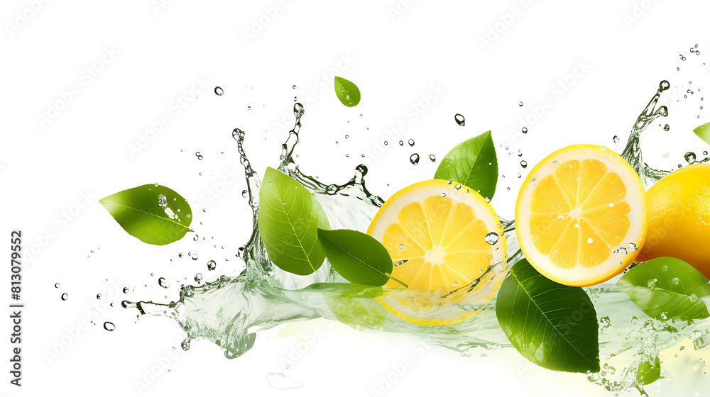 Lemon water splash isolated on a white transparent background, png ...