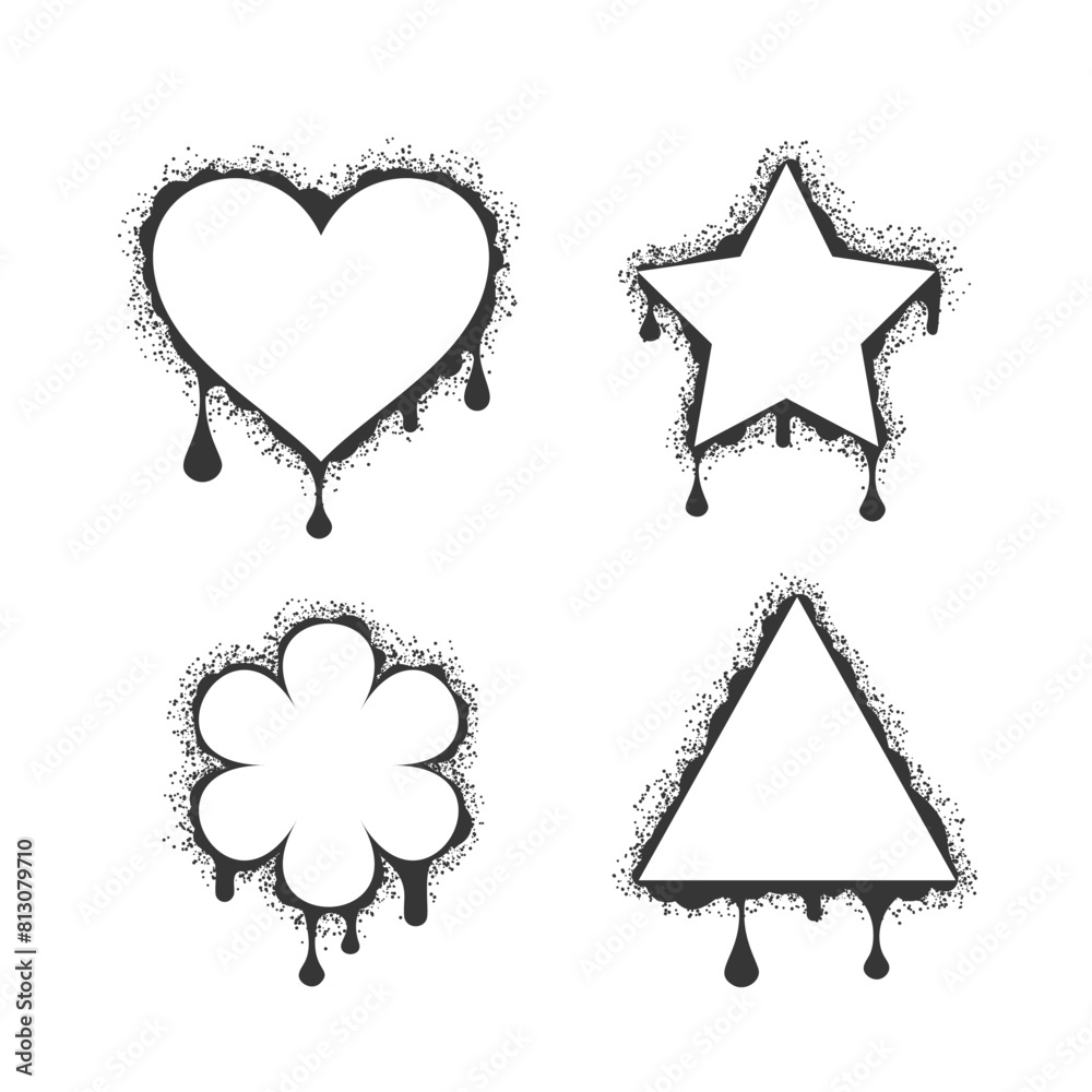 Set of Graffiti Vector Frames Shaped Like A Heart, Star, Clover, And ...