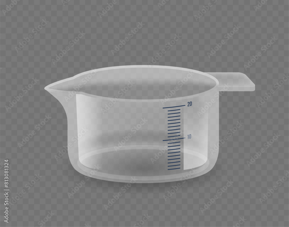 Transparent Plastic Measuring Beaker With A Spout And Blue Measurement ...