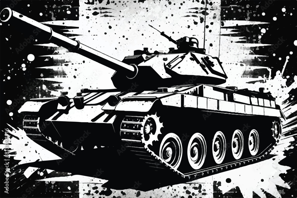 Black and white Military tank silhouette. Tank war army silhouettes set ...