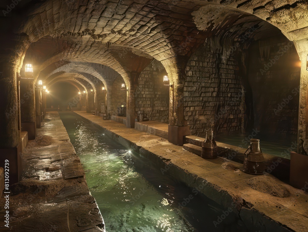 medieval castle underground sewer system Stock Illustration | Adobe Stock