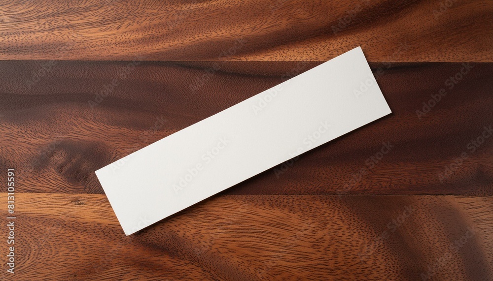 mockup photo of a blank white bookmark on top down view laying on the ...