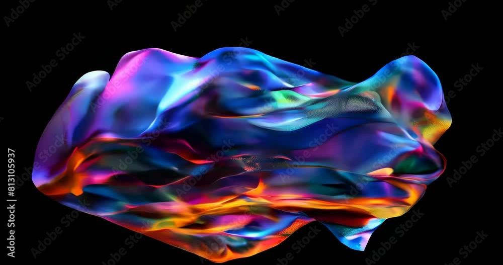 Dynamic iridescent forms, 3D shapes seamlessly merge in a spectrum of ...