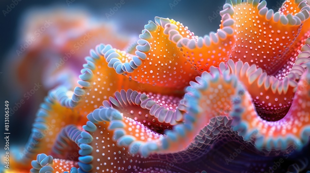 Sea corals and stars inspired stacked shapes in a 3d surrealist rounded ...