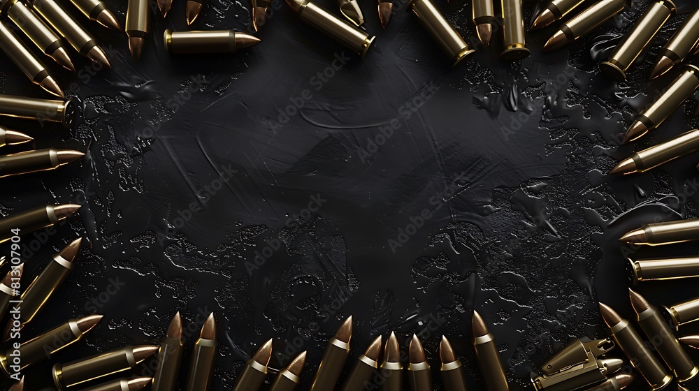 Assault rifle bullet frame background, copy space,space for text ...