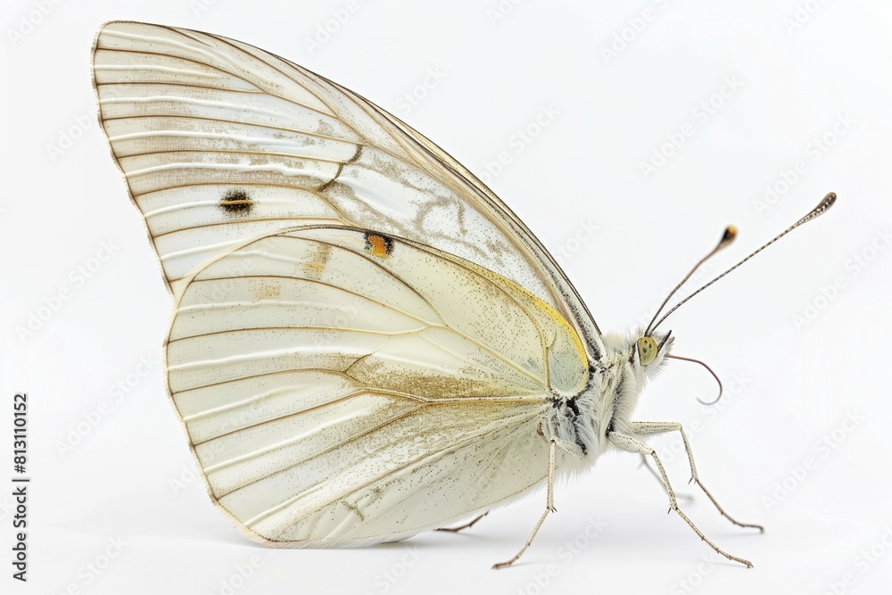 Beautiful white butterfly with spread wings from family of whiteflies ...