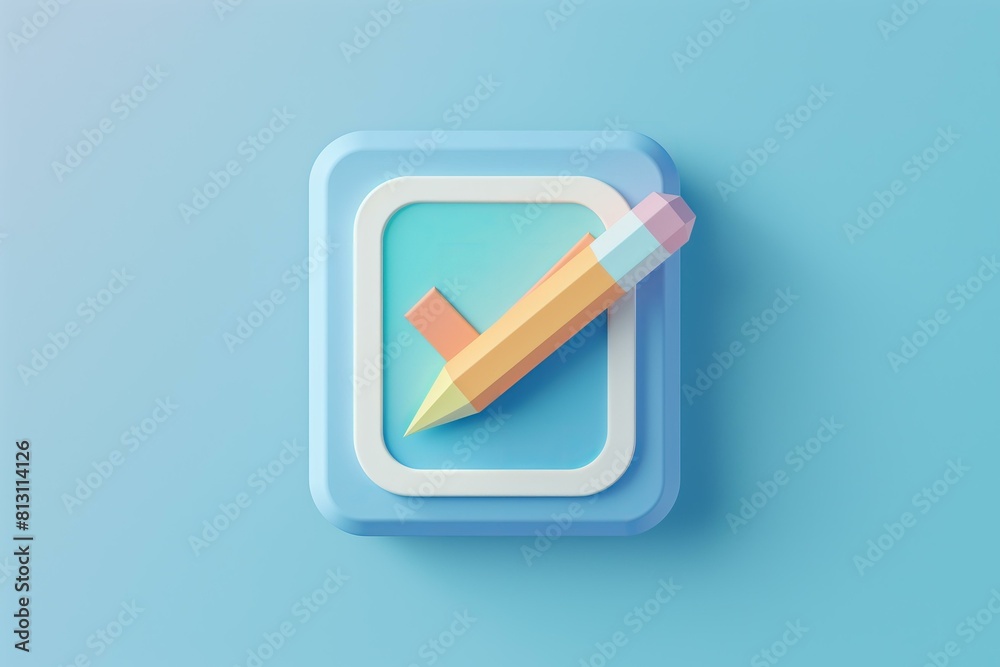 An icon for the app with a checkmark symbol on note pad, pencil and a ...