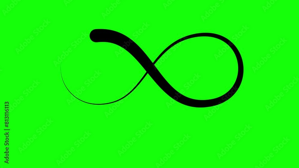 infinity symbol logo icon on a black colour green screen background ...