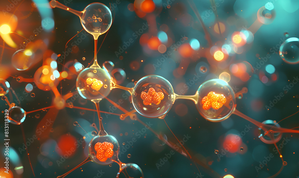 3d Molecule Background With Connected Spherical Particles Atoms Vector Molecular Structure