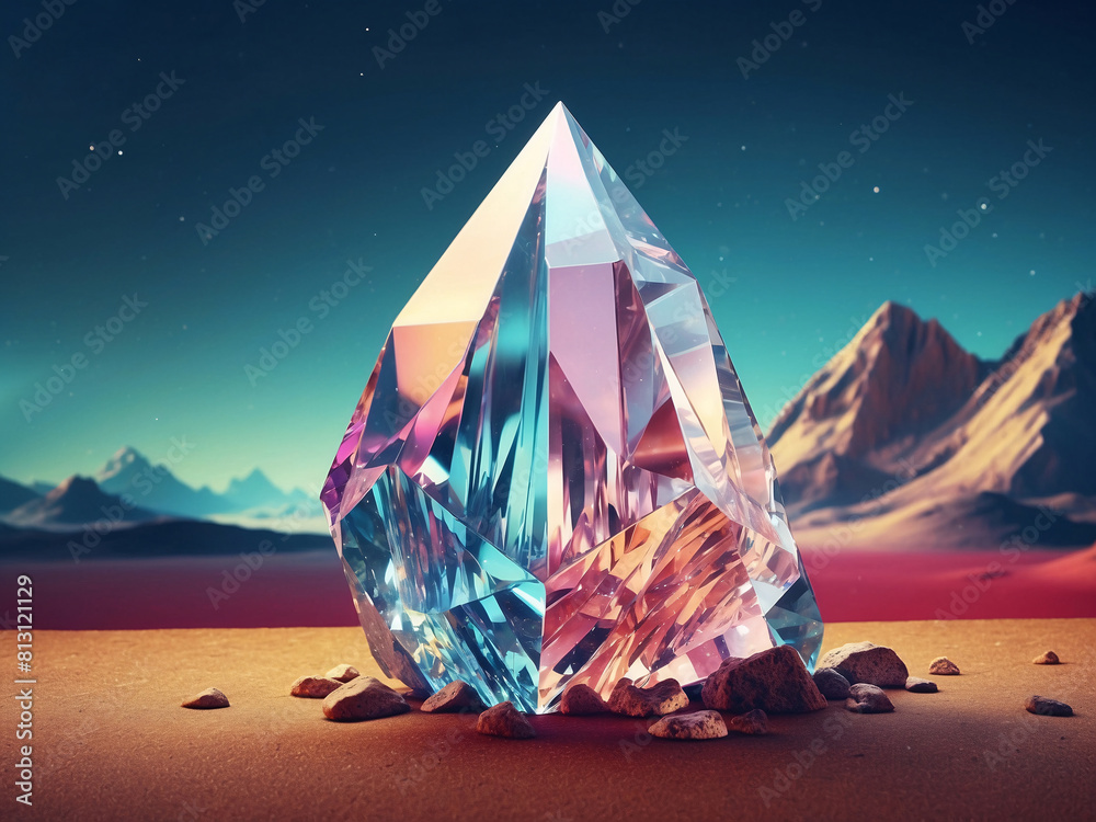 Crystal Prism with light splitting into rainbow colors, beautiful solid ...