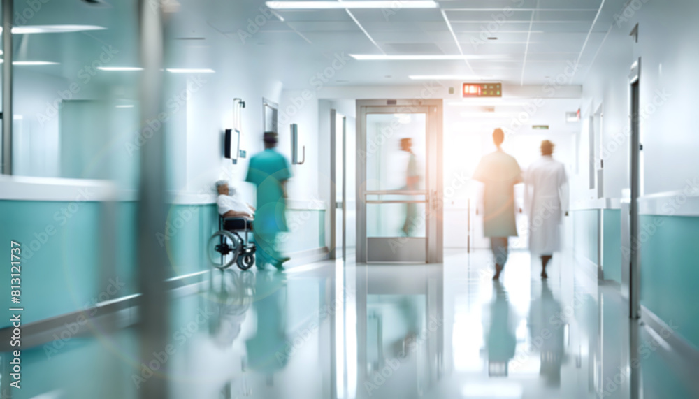 Doctor and a patient in hospital corridor for background, concept of ...