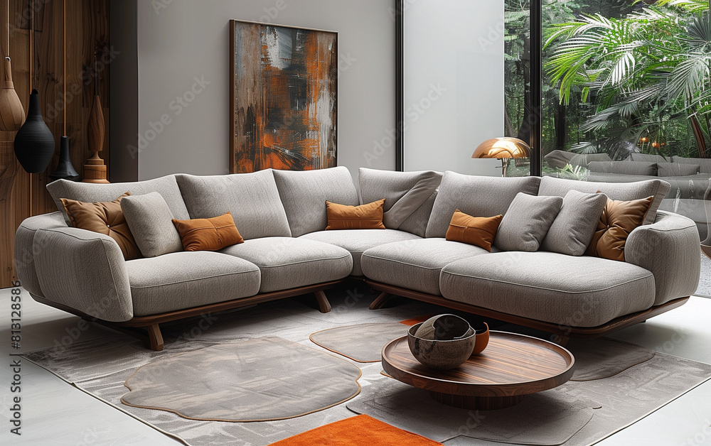 Sofa realistic sofa interior living room tv unit carpet, modern living ...