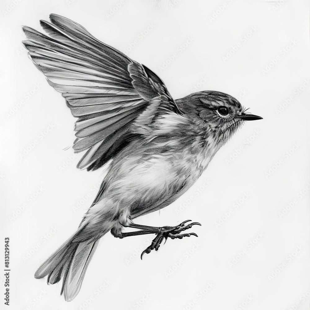 Chiffchaff Pencil Sketch Hand Drawn Black and White Depiction of ...
