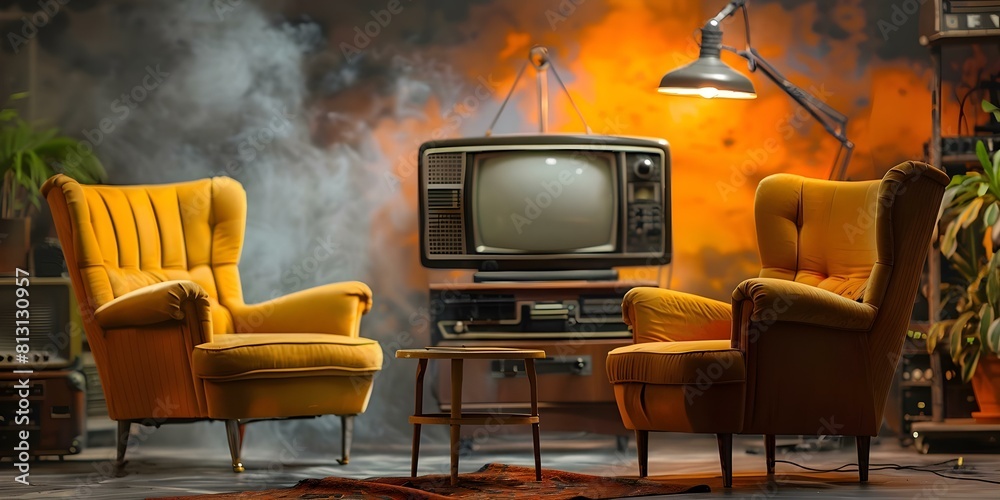 Vintage TV Studio Backdrop for a Nostalgic Television Production Set ...