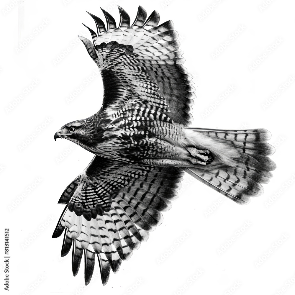 Common Buzzard Bird Pencil Sketch Hand Drawn Black and White Depiction ...