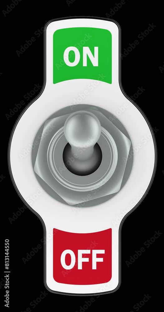 Toggle Switch, on and off animation seamlessly loopable. 3D rendering ...