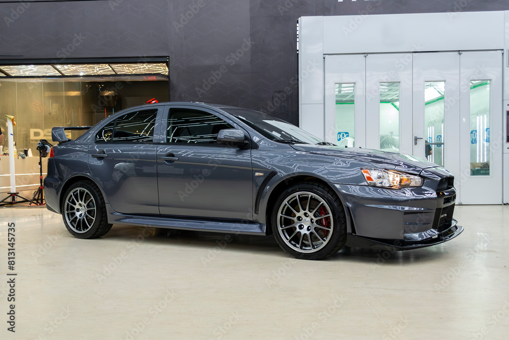 Mitsubishi Lancer Evolution front and side view, low angle, JDM ...