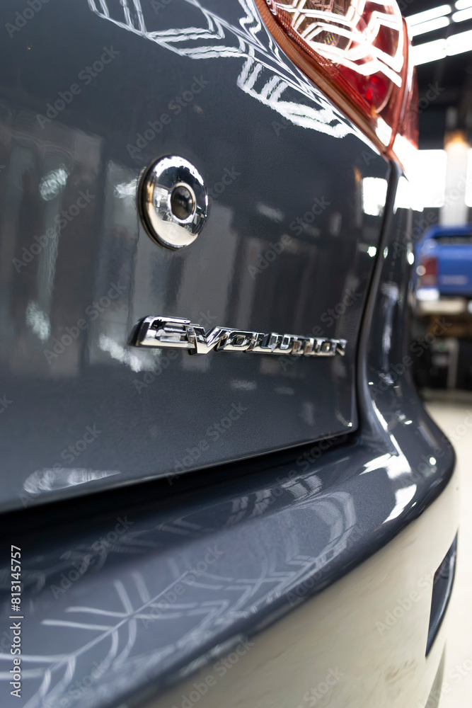 Mitsubishi Lancer "evolution" badge on trunk, rear end JDM sportscar ...