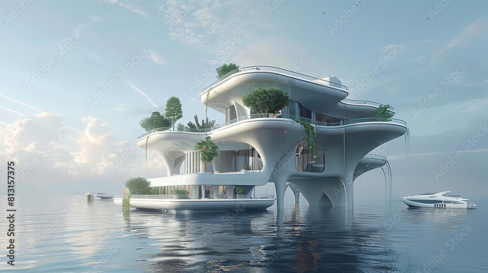 An architect designs a floating building using augmented reality ...