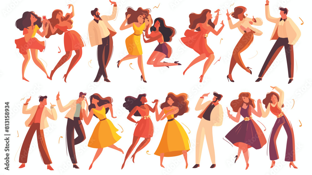 People in 1970s style clothes dancing disco cartoon Stock Vector ...