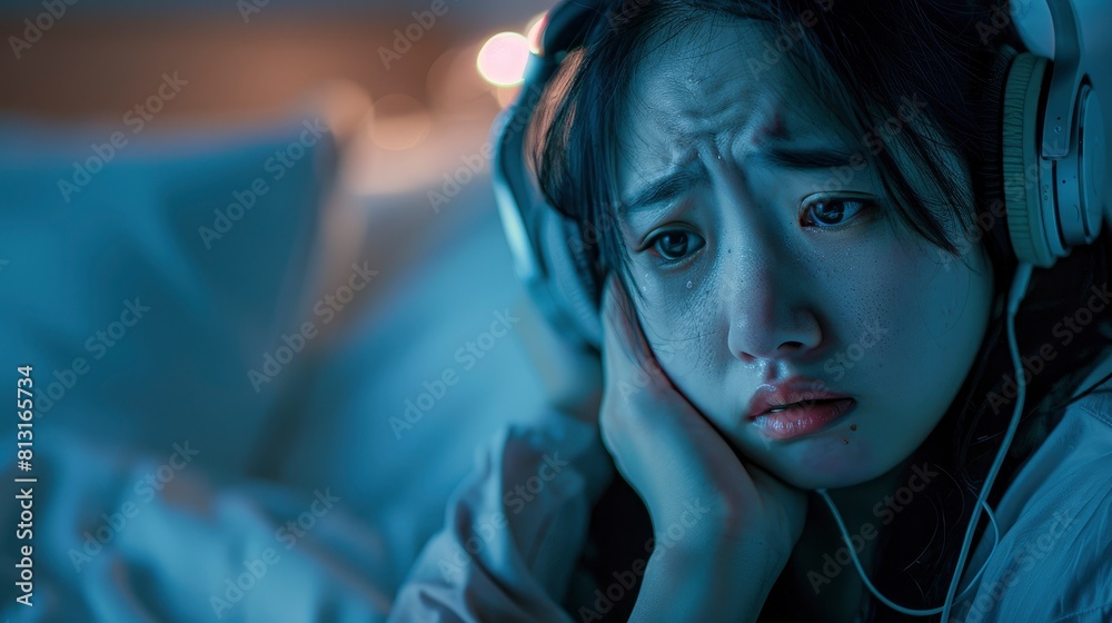 See The Close-Up Of A Young Asian Girl, Consumed By Media Addiction ...