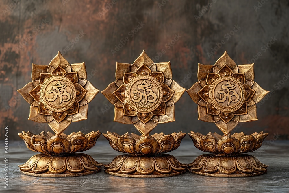 golden torus yantra or lotus flower in three variations, with and ...