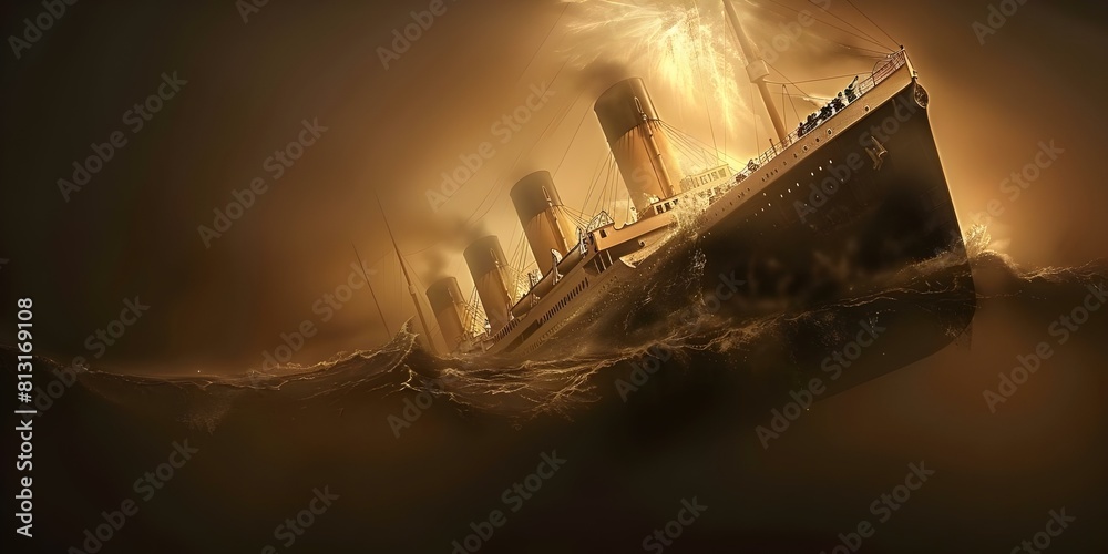 Iconic scene of RMS Titanic sinking historical maritime tragedy and ...