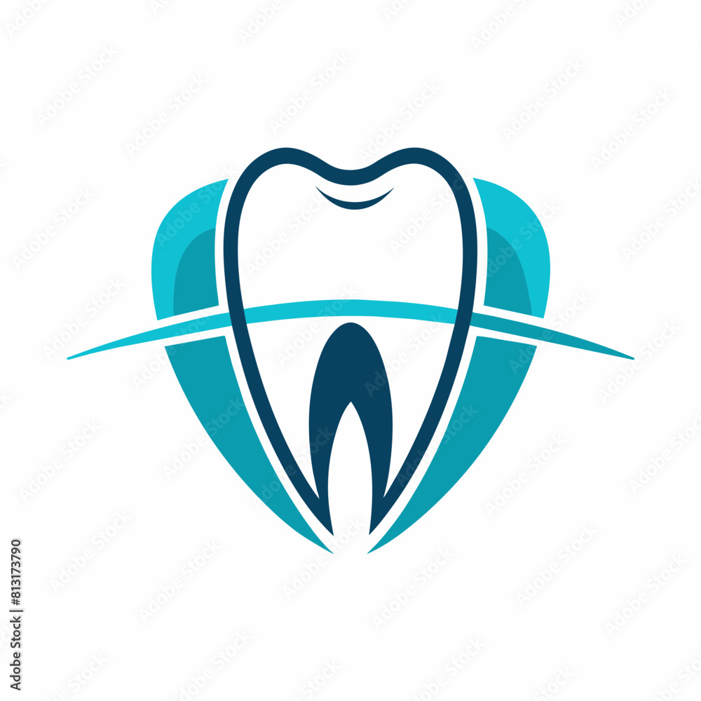 Create a high-resolution vector art illustration of a strong teeth dental logo concept placed ...
