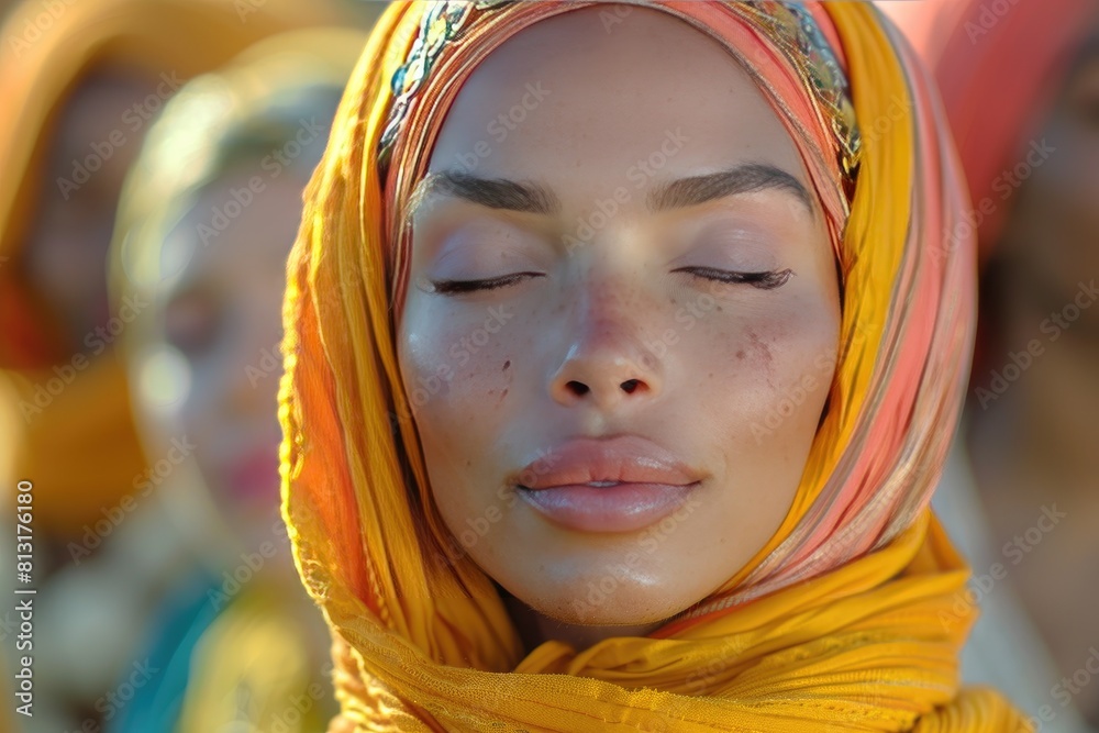 Group of women in traditional Muslim clothing, smiling. Beautiful woman ...