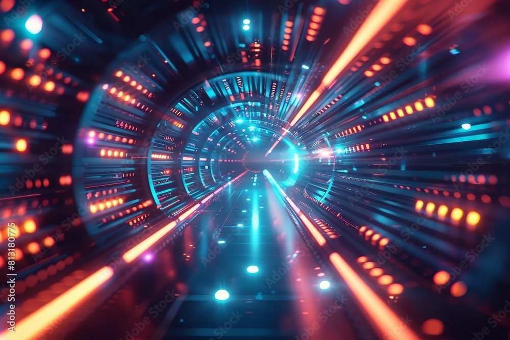 abstract digital background with illuminated paths futuristic tech ...