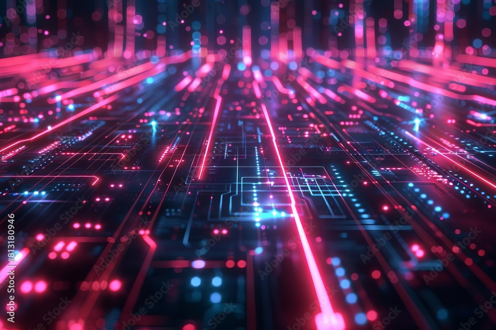 abstract digital background with illuminated paths futuristic tech ...
