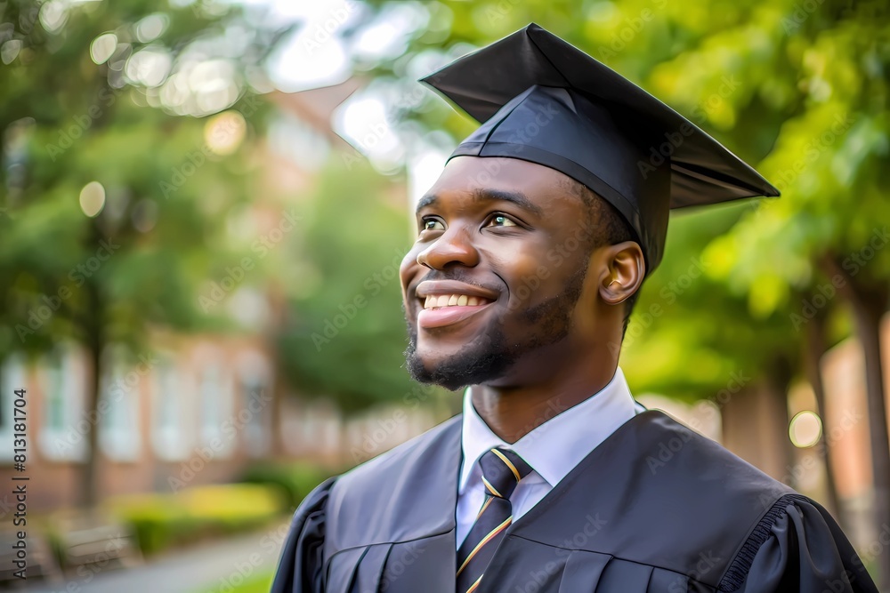 Smiling Black Graduate Achieves Academic Milestone, Graduation ...