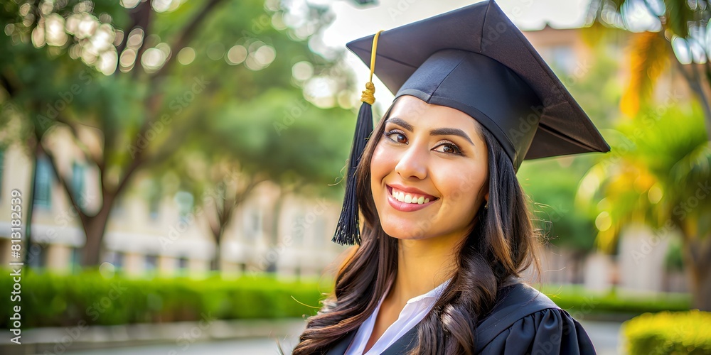 Smiling Graduation Portrait - Proud Hispanic Achievement, Graduation ...