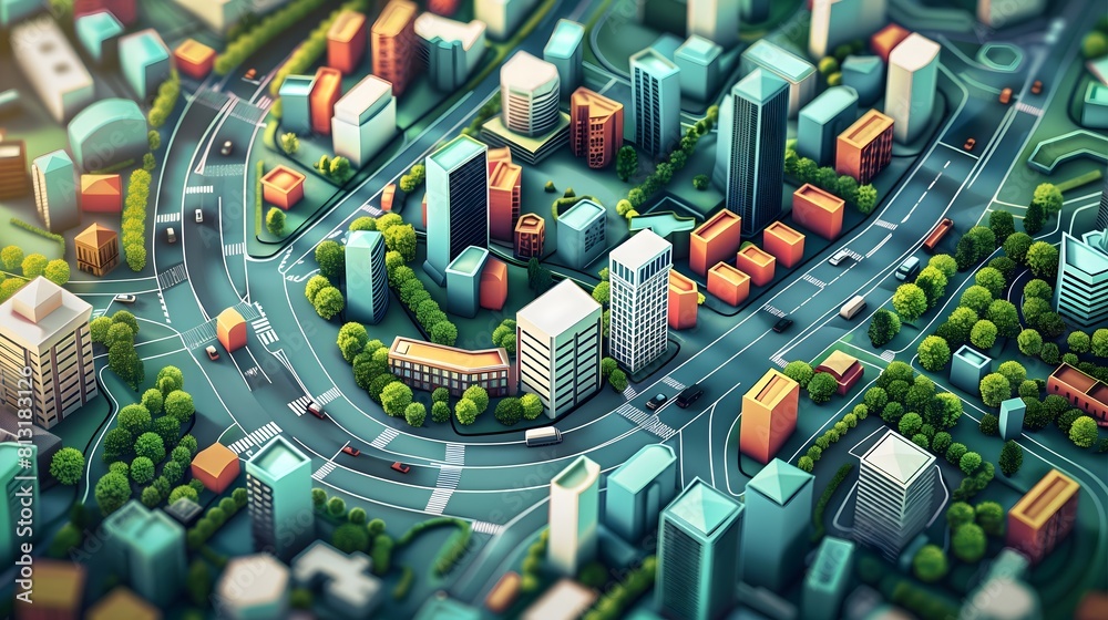 3d real estate roadmap model illustration pre sells, urban planning ...
