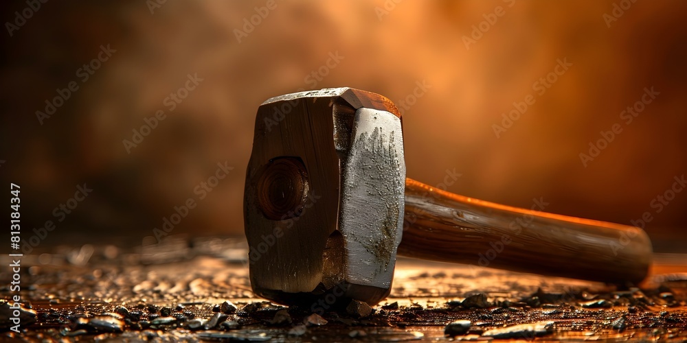 Foto de Photograph of a hammer on a table at a crime scene with ...