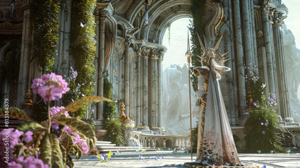 Character of a beautiful elf queen woman who is enchanting in a ...