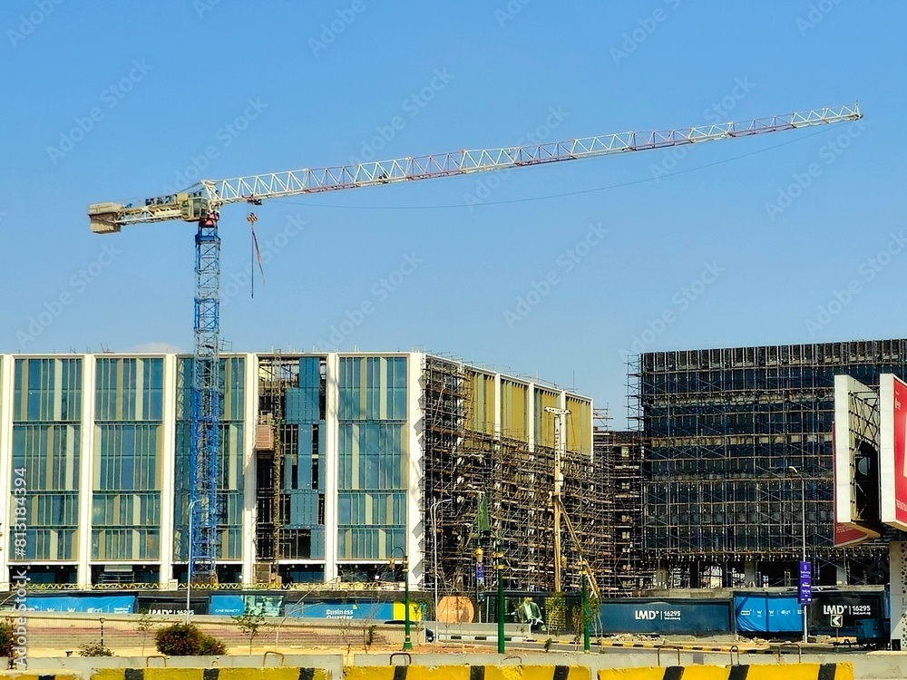 Cairo, Egypt, April 11 2024:A construction site of a new industrial ...