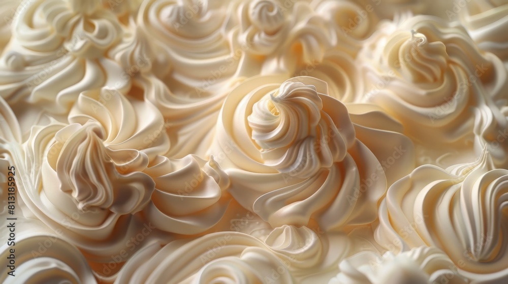 cake decorating art, decadent cake adorned with sculpted cream swirls ...