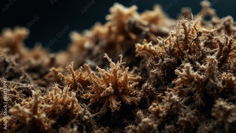 soil microorganisms close up under the microscope. in a soil samlple ...